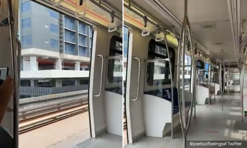 LRT train doors wide open while in transit, passengers safe