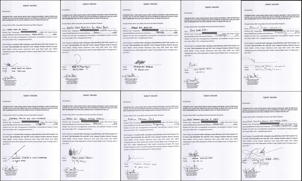 Umno reveals letters by MPs who no longer back Muhyiddin