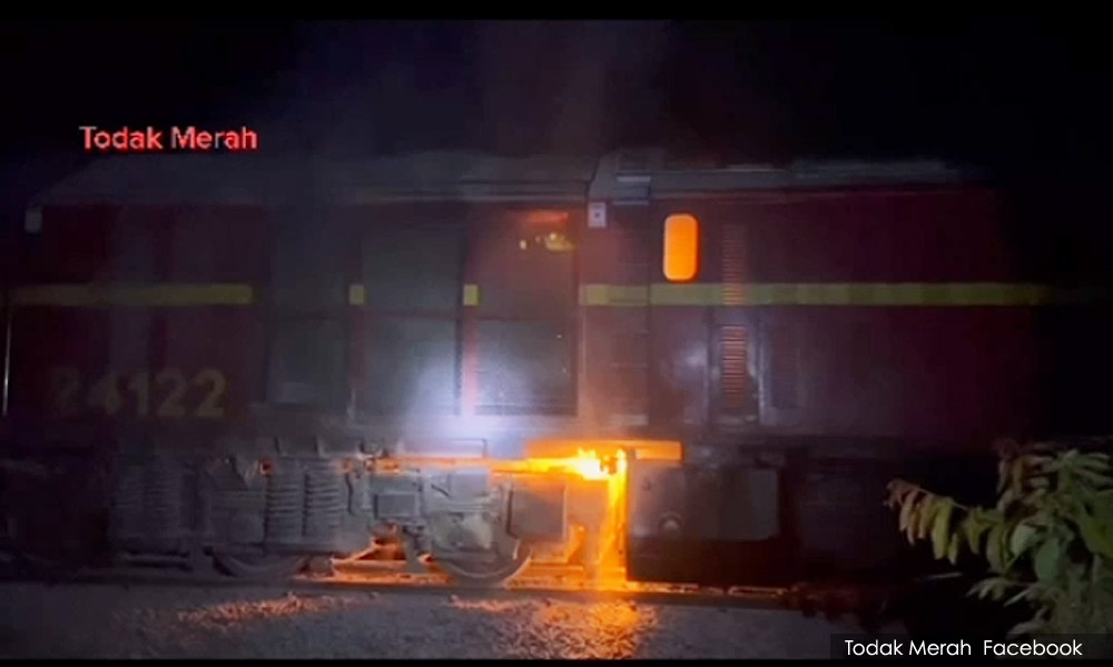 Express train engine catches fire in Pasir Mas